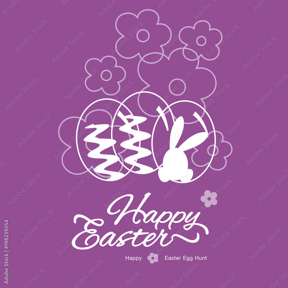 Happy Easter line art abstract purple background Stock Vector | Adobe Stock