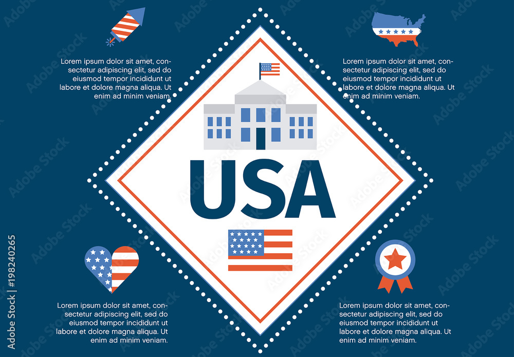 Blue Red White Patriotic USA Government Infographic Template Stock ...