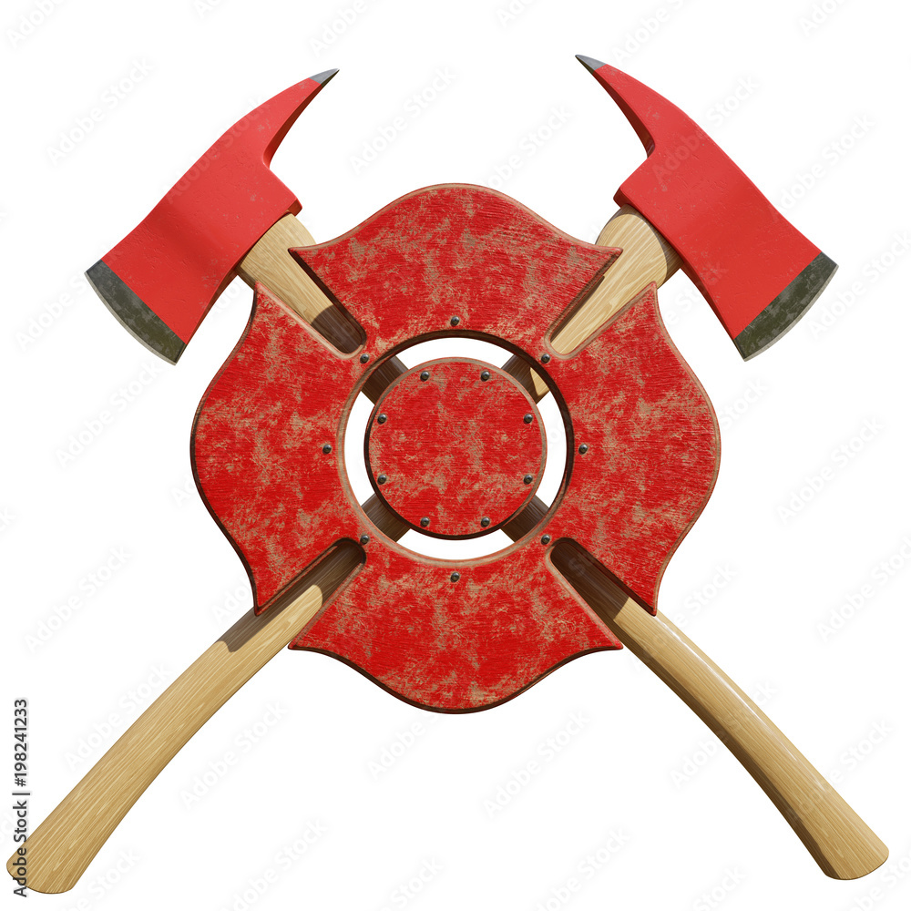 Crossed Firefighter Axes behind Firefighting Symbol Stock Illustration ...