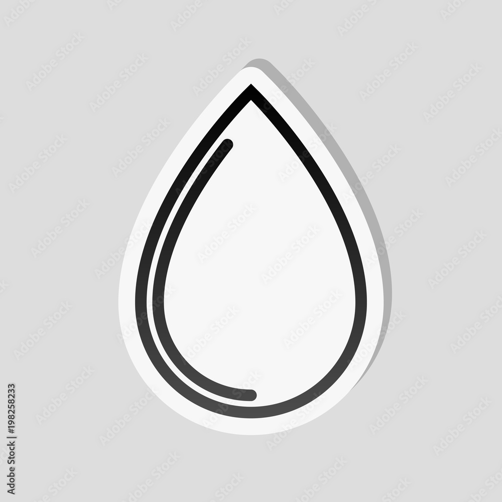 water drop icon. Sticker style with white border and simple shadow on ...