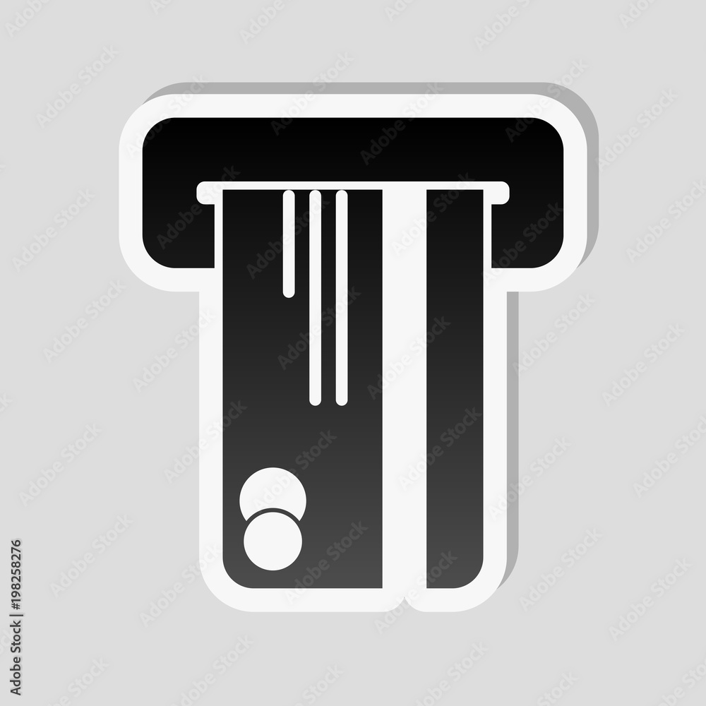 ATM machine and credit card. simple silhouette. Sticker style with ...