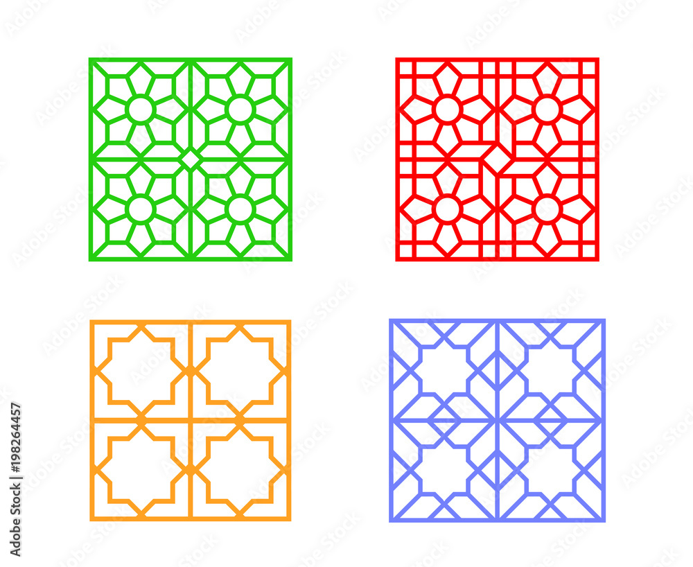 Large square window frame with islamic pattern Stock Vector | Adobe Stock