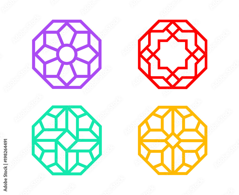 Chinese Octagon window frame with indian pattern Stock Vector | Adobe Stock