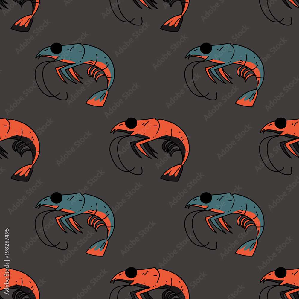 Shrimp seamless pattern. Original design for print or digital media ...