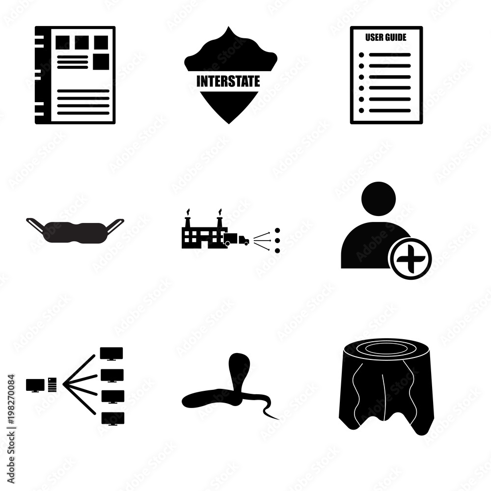Set Of 9 simple editable icons such as tree stump, cobra, intranet, new ...