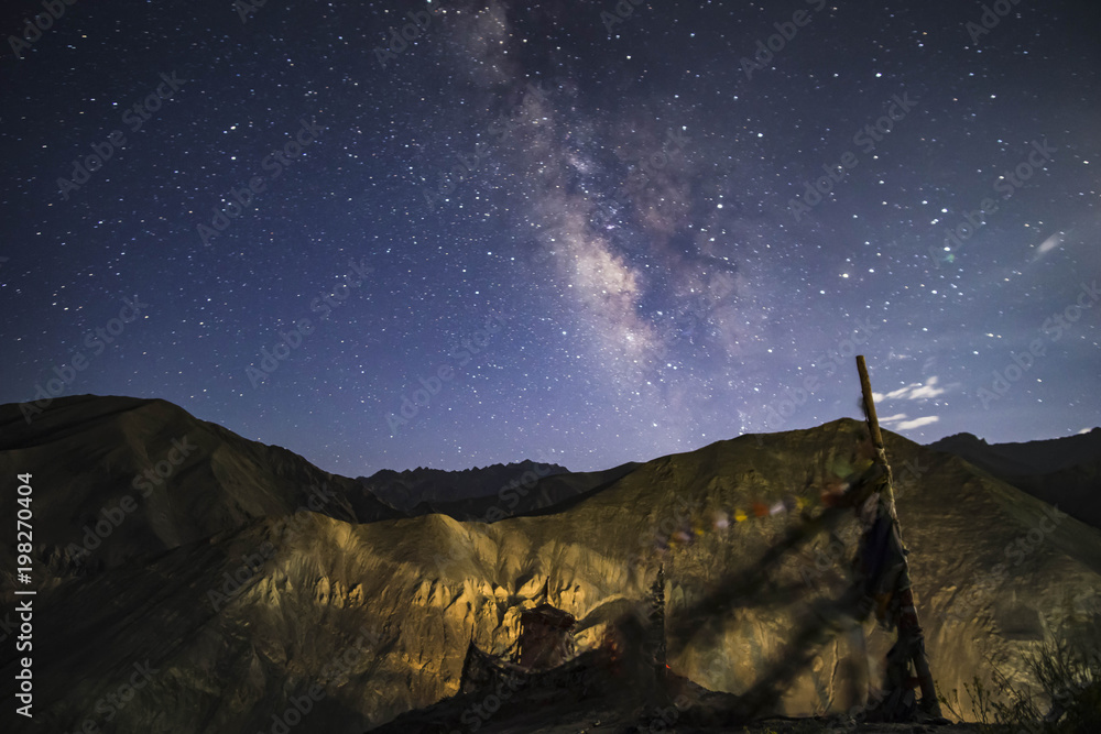 Lamayuru Gompa Monastery at moonland with very beautiful million stars ...