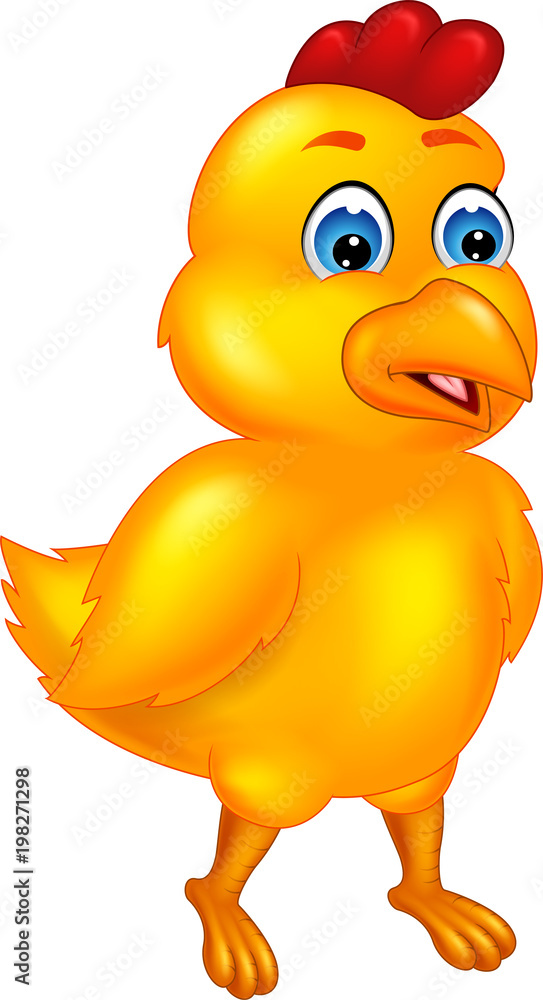 cute chicken cartoon posing with smile Stock Illustration | Adobe Stock