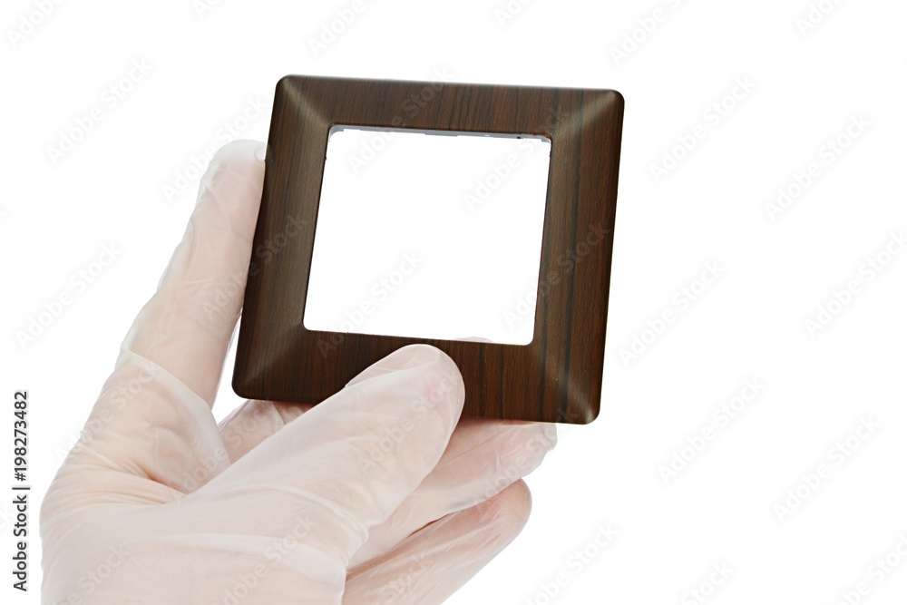 Wooden design plastic light switch frame, wood imitation surface held ...