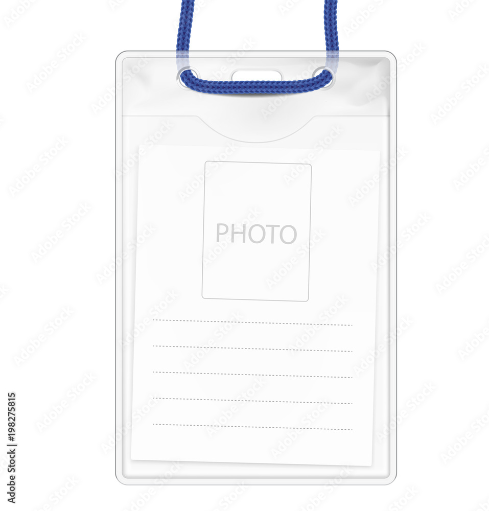 Badge with id card on the lace. Vector illustration isolated on white ...