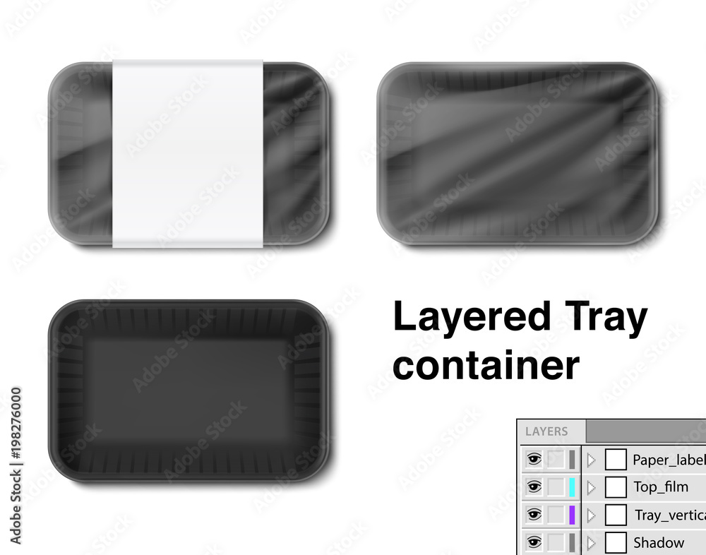 Set of horizontal tray container. Vector illustration isolated on white ...