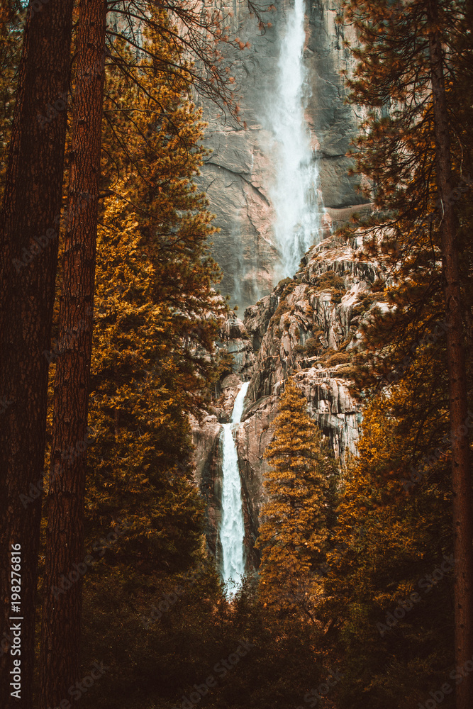 Double Waterfall Autumn Stock Photo | Adobe Stock