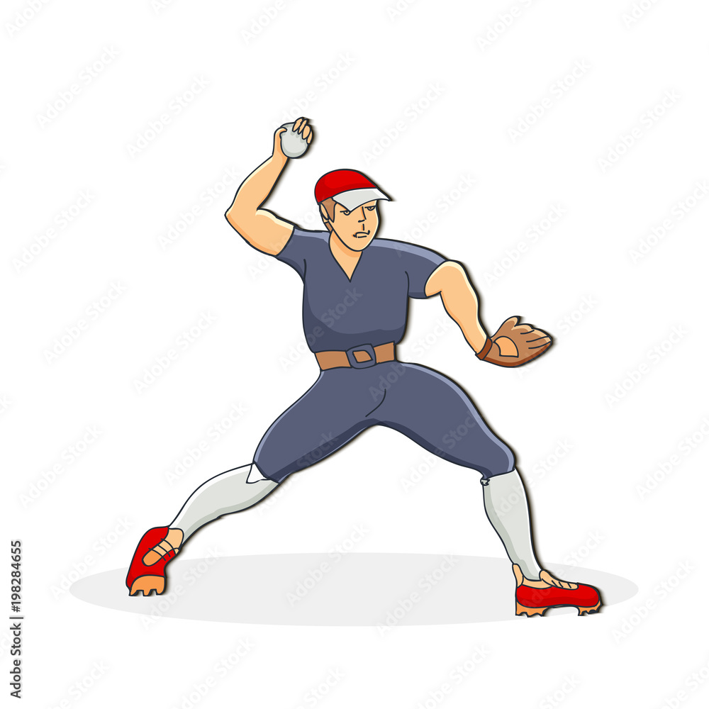 Cartoon Baseball Player Pitcher