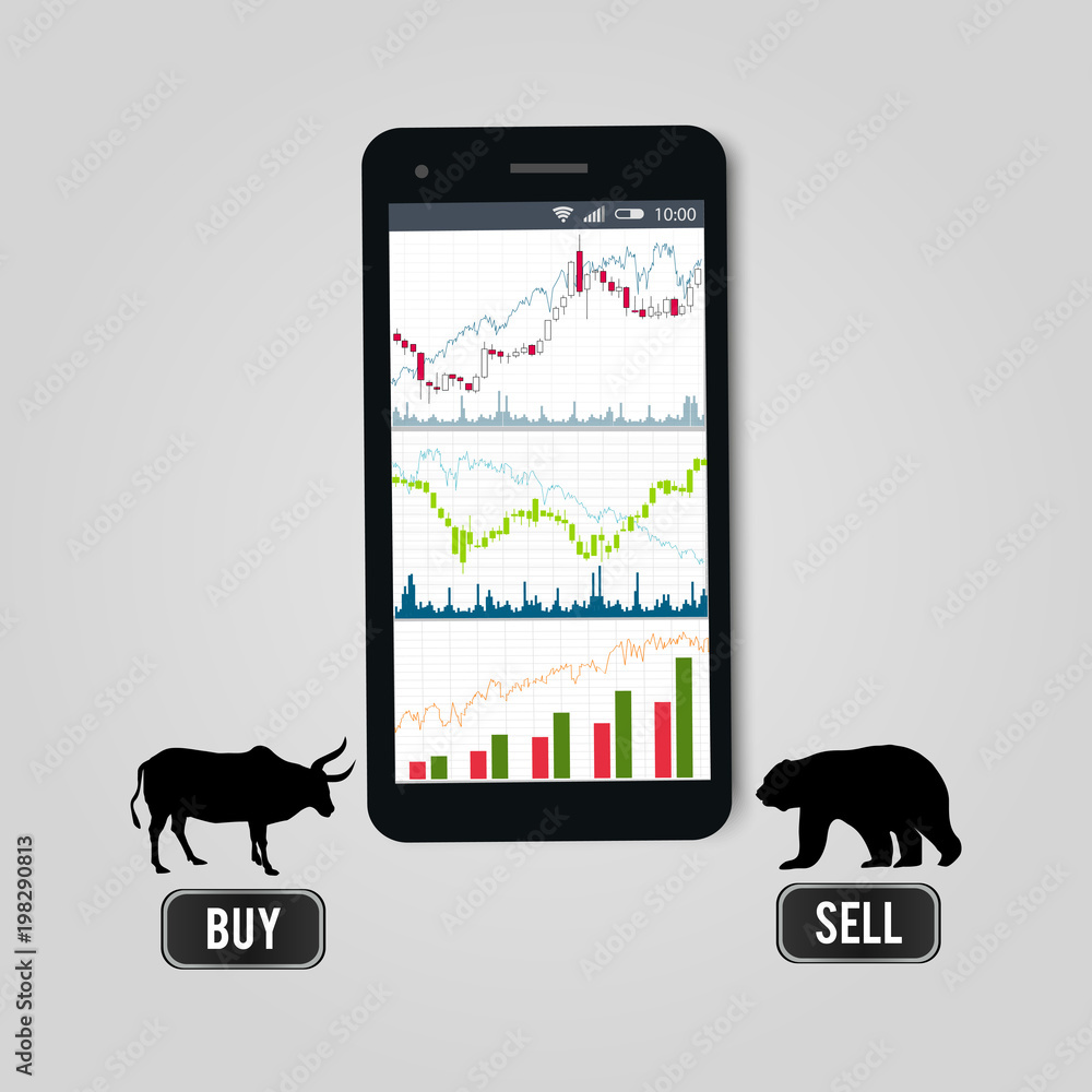 Stock exchange online forex trading concept - mobile phone with ...