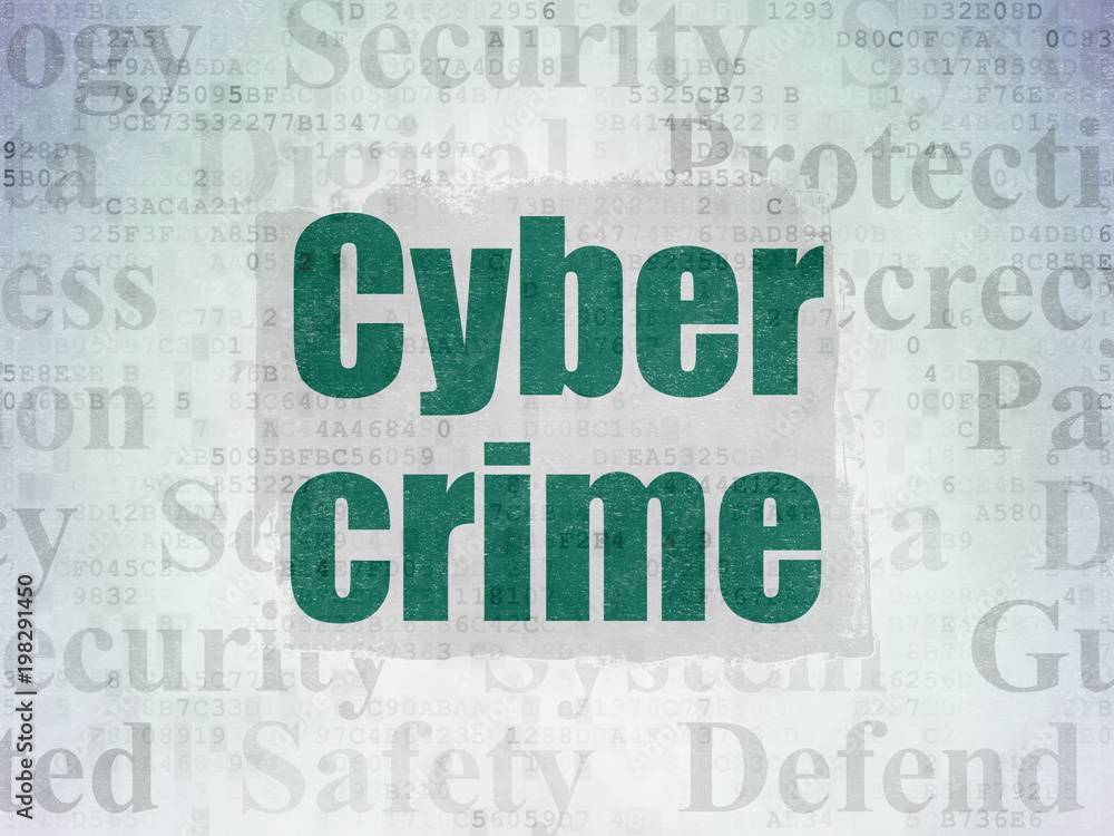 Protection concept: Painted green text Cyber Crime on Digital Data ...