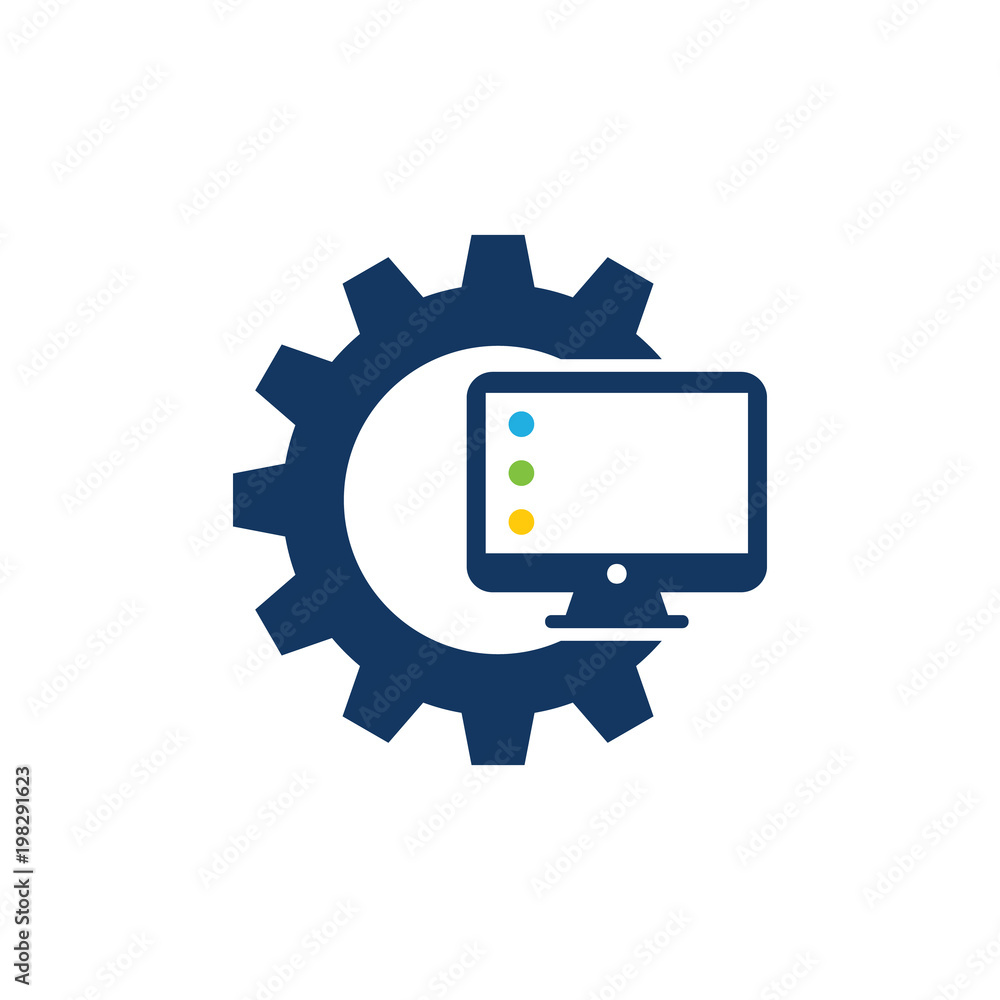 Computer Gear Logo Icon Design Stock Vector | Adobe Stock