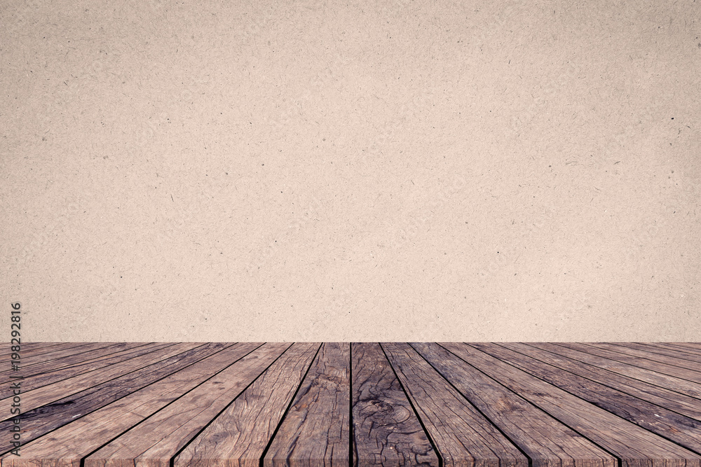 Vintage sepia paper texture background with aged wood panel table top ...