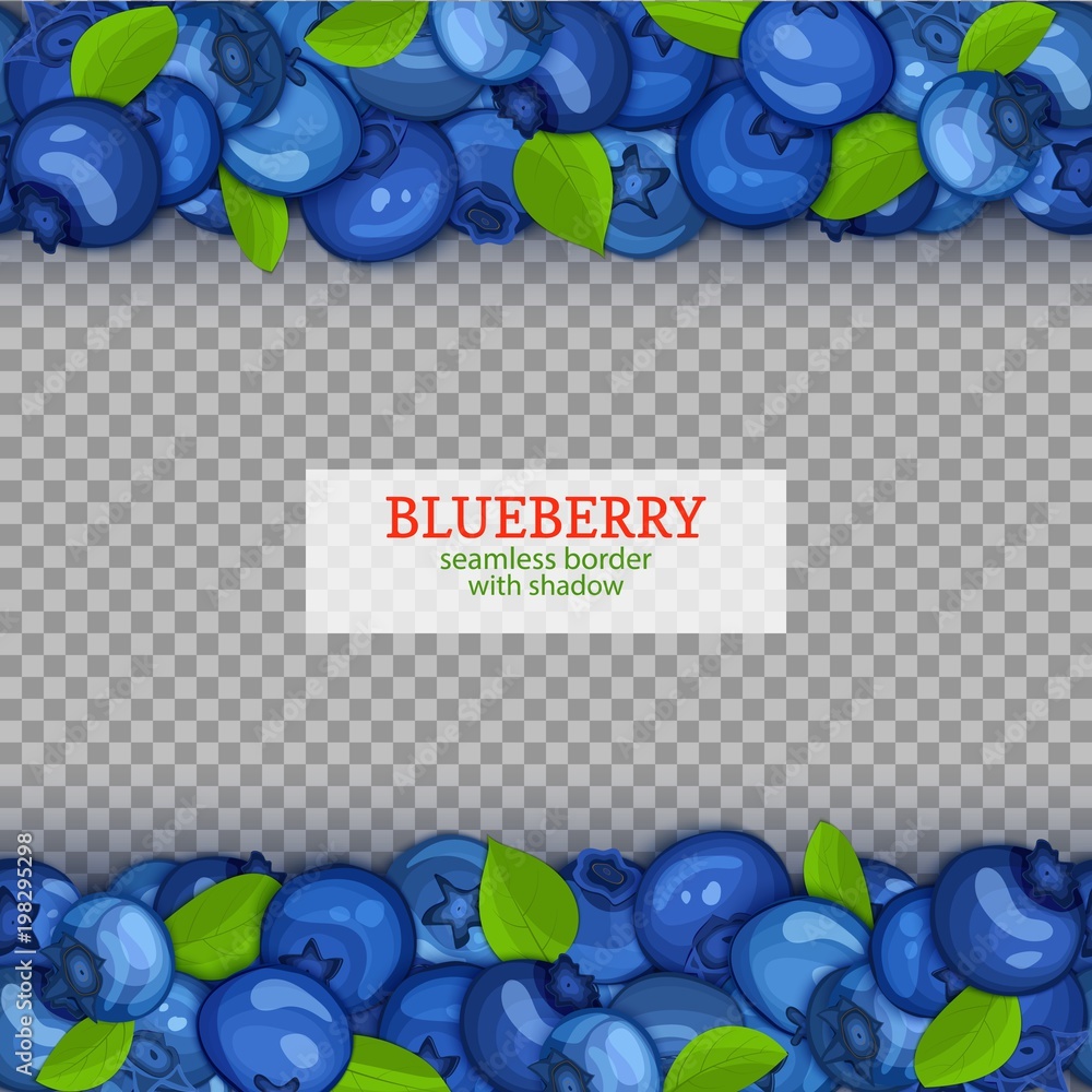 Ripe blueberry fruit horizontal seamless borders. Vector illustration ...