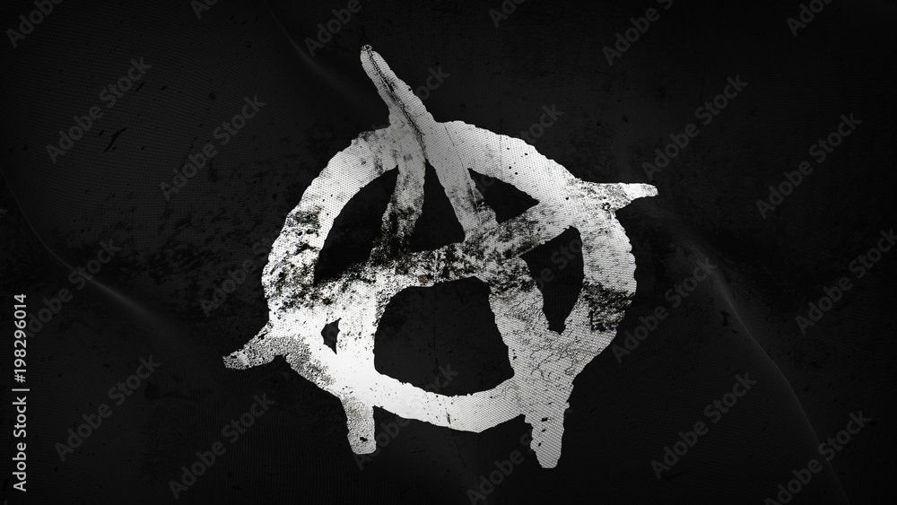 Anarchy Symbol white black grunge flag waving loop. Anarchy Symbol ...