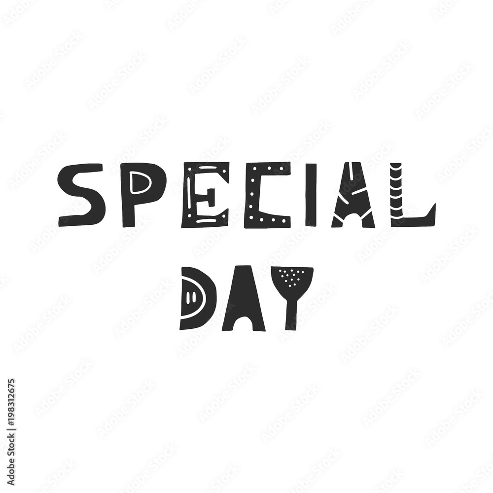 Special day - cute hand drawn nursery birthday poster with cut out ...