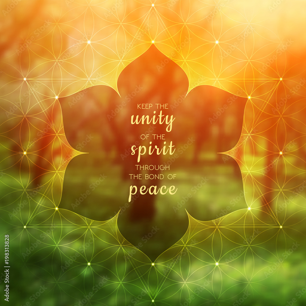 Spiritual illustration with inspirational phrase; Sacred geometry on ...