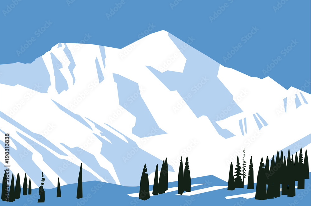 Snow Mountains Drawing