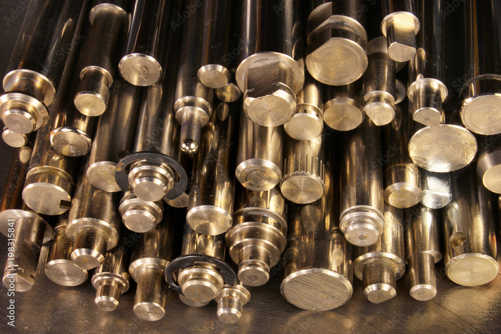 Shiny metal round bars and rods on steel background Stock-Foto | Adobe ...