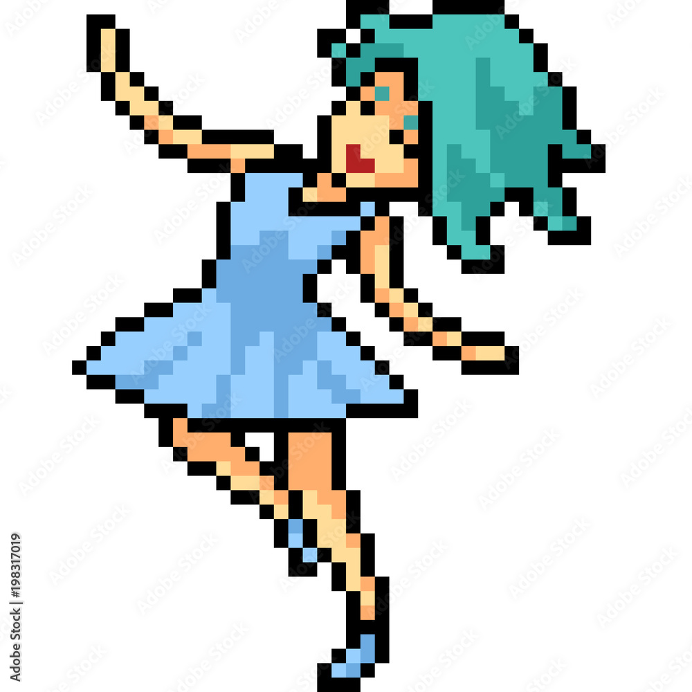vector pixel art woman dance ballet Stock Vector | Adobe Stock