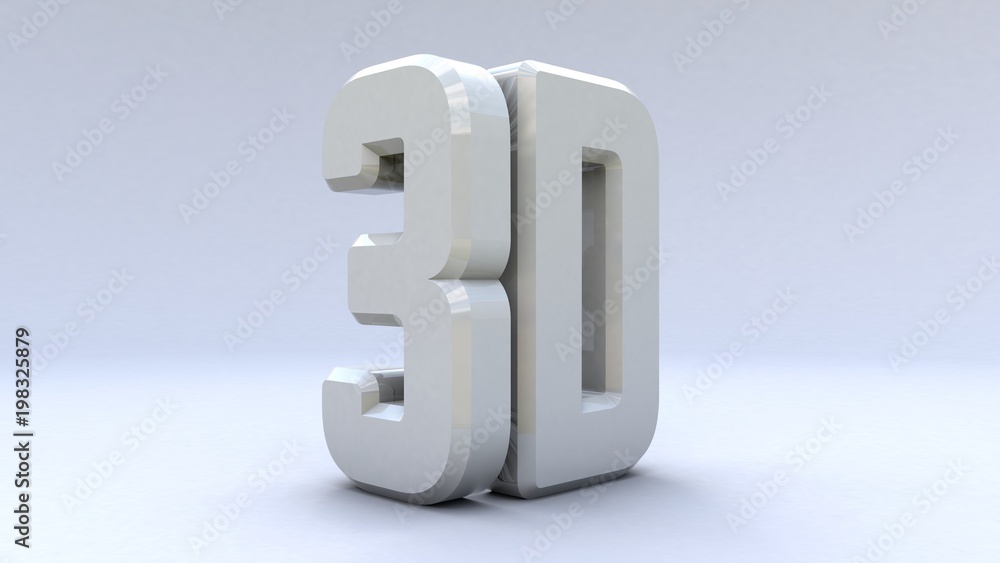illustration Large three-dimensional logo on a white isolated matte ...