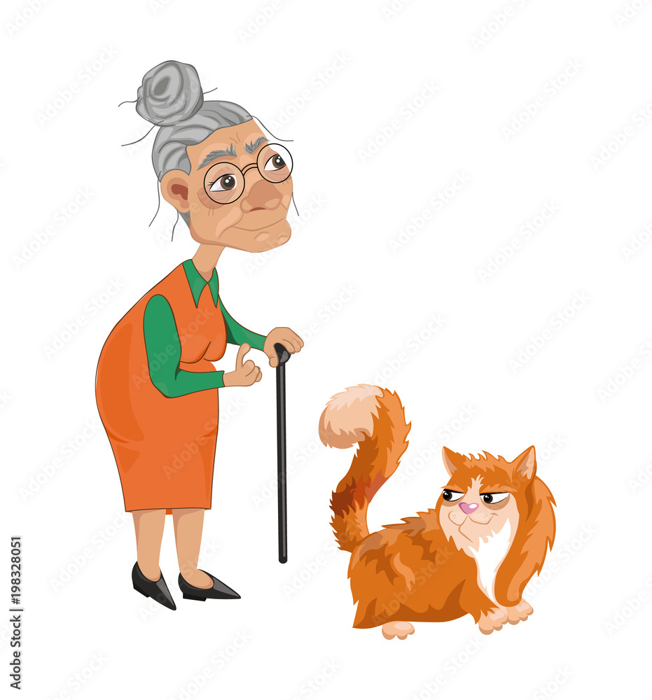 Old Cat Lady Cartoon