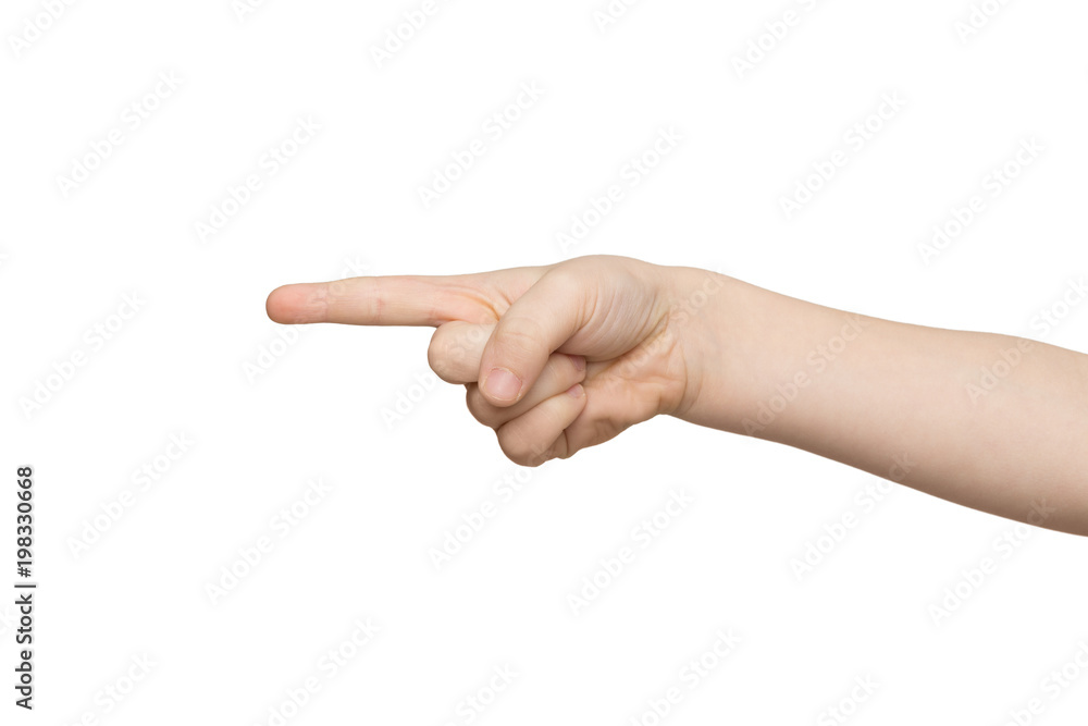 Kid hand pointing with index finger isolated Stock Photo | Adobe Stock