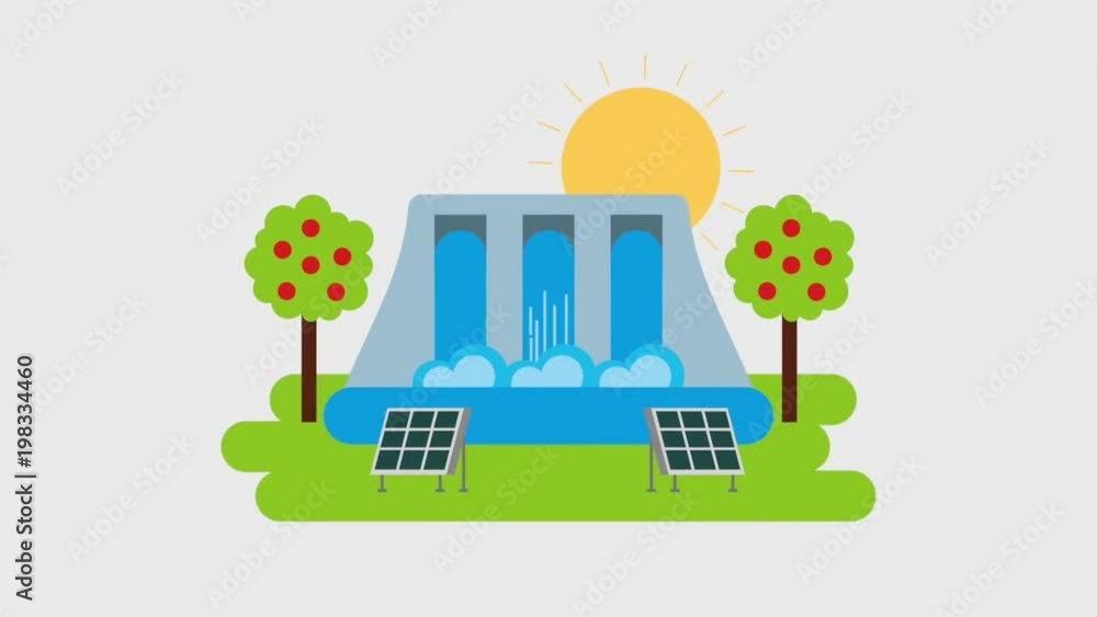 ecology energy renewable hydroelectric power station solar panel with ...