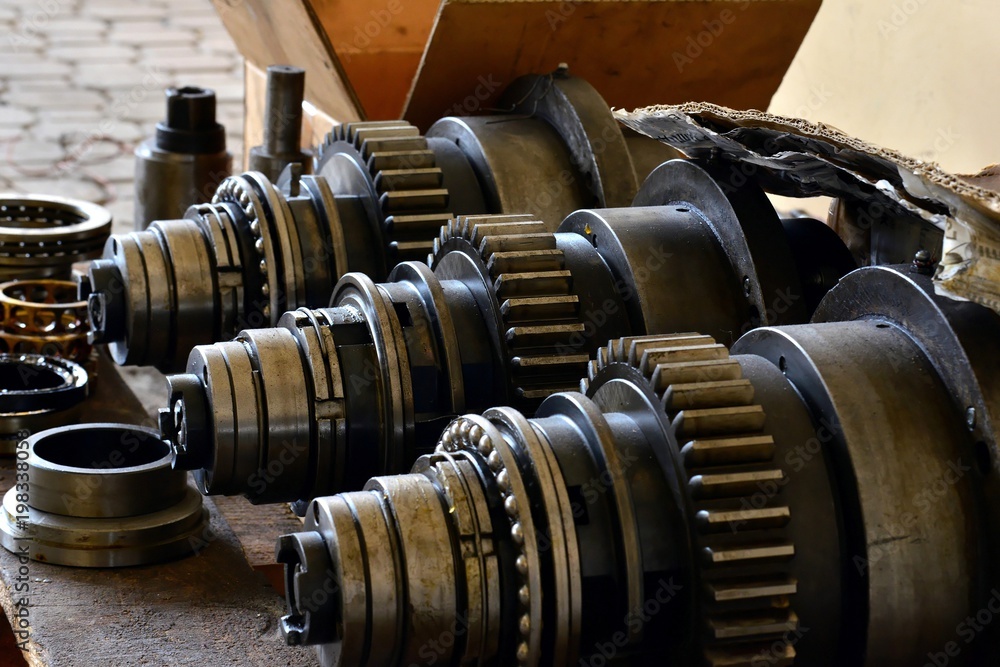 Spindle for the cone of the cutter in disassembled form. Repair of ...