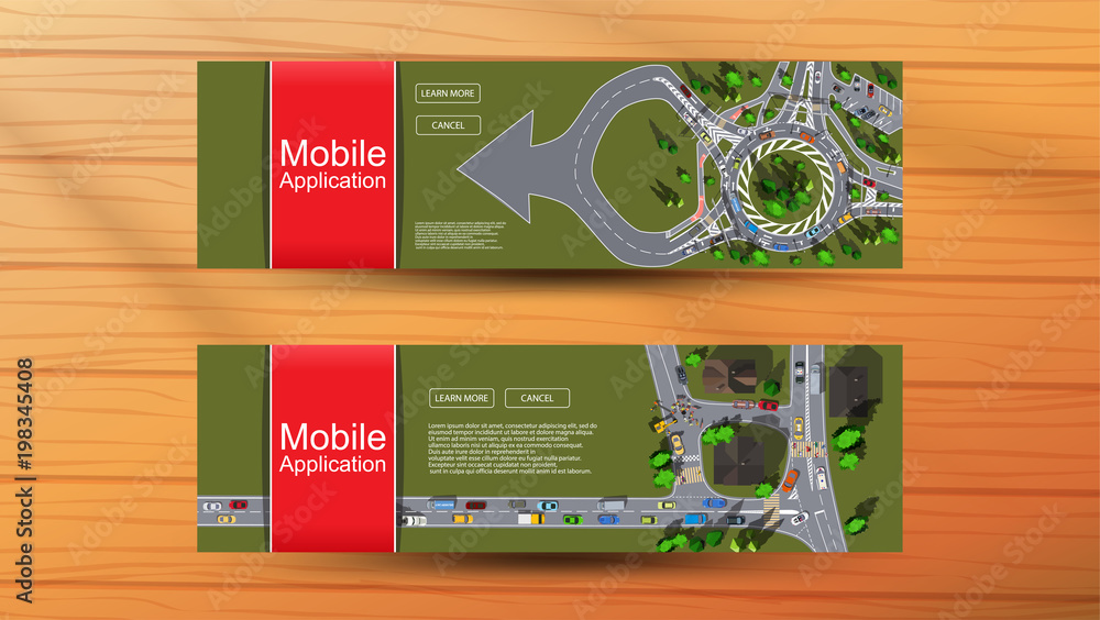 map of a small town with a roundabout and arrows Stock Vector | Adobe Stock