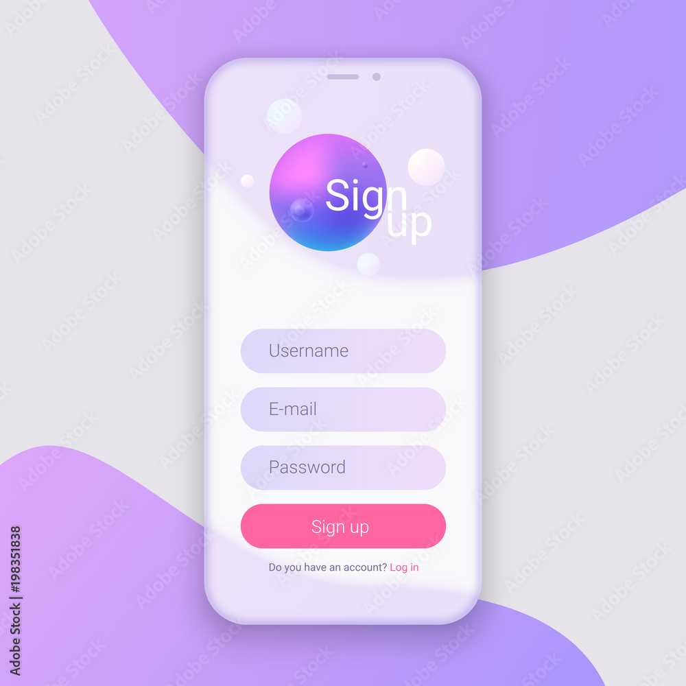 Sign Up Screen. Clean Mobile UI Design Concept. Application with ...