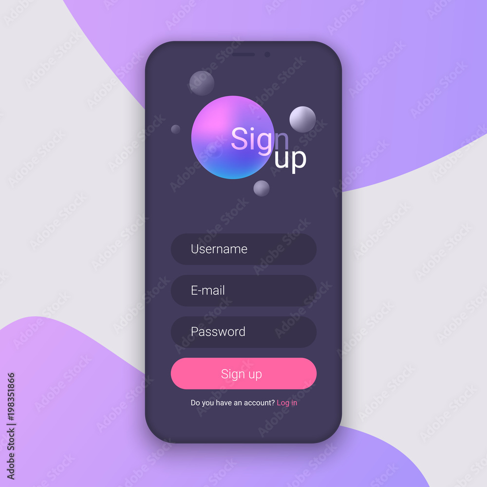 Sign Up Screen. Clean Mobile UI Design Concept. Application with ...