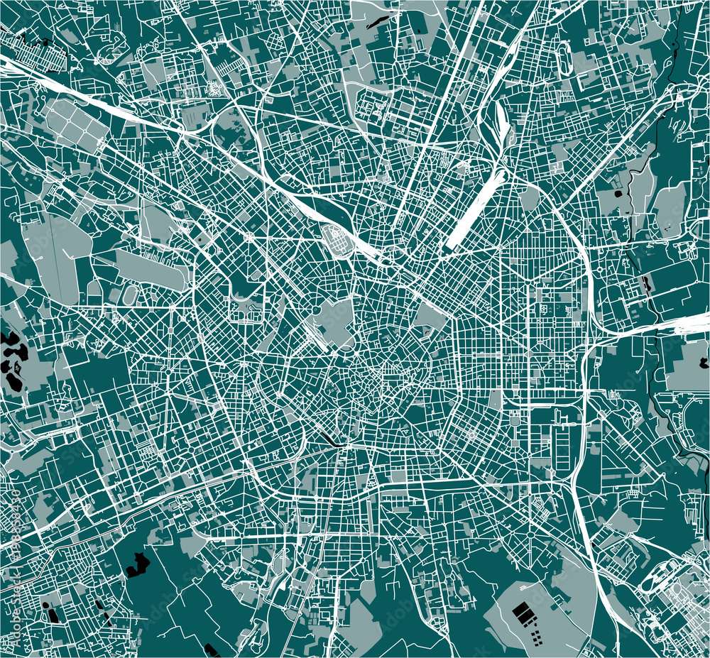 vector map of the city of Milan, capital of Lombardy, Italy Stock ...