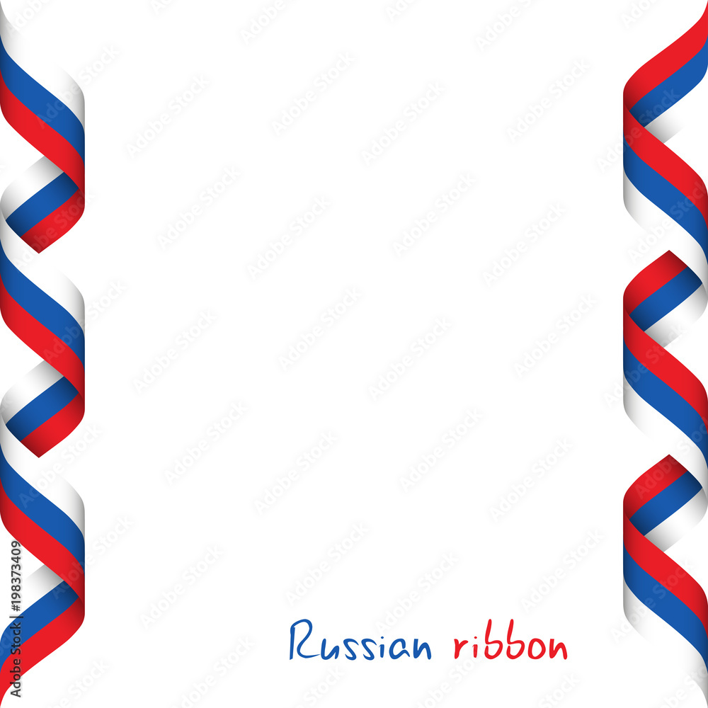 Colored ribbon with the Russian tricolor, symbol of the Russian flag ...