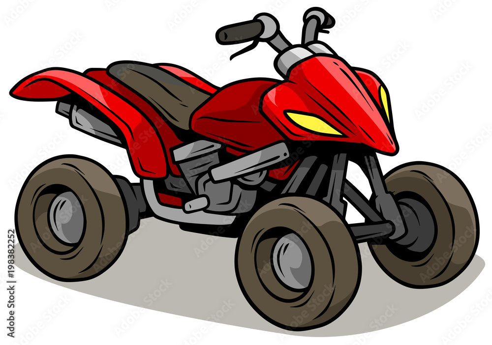 Cartoon red modern offroad quad motorbike Stock Vector | Adobe Stock
