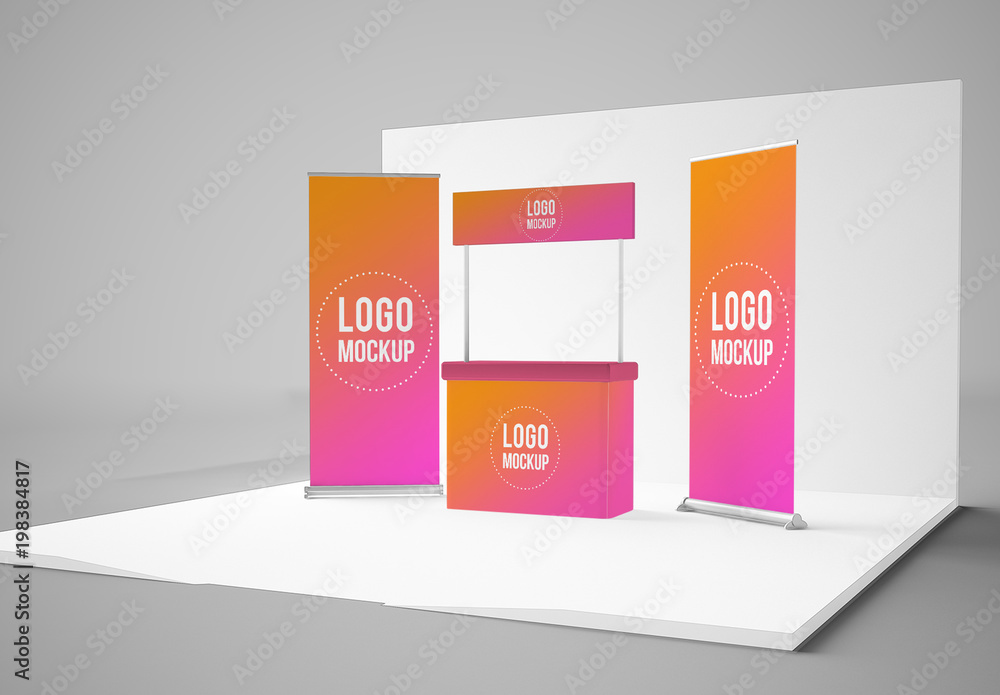 Exhibition Display Stand Mockup plantilla de Stock | Adobe Stock