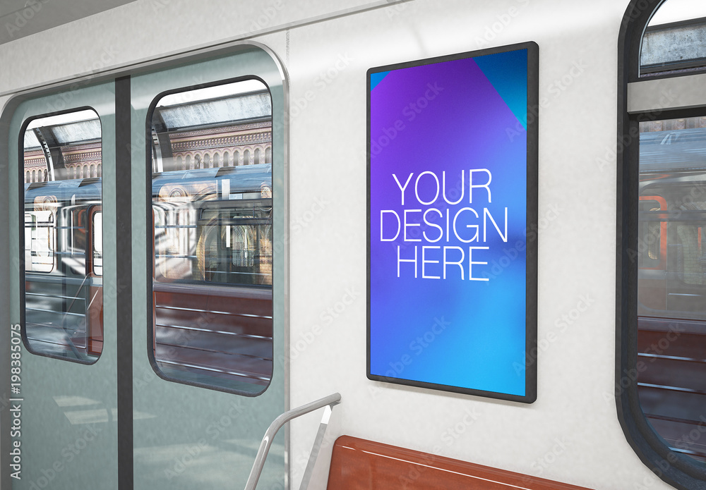 Poster Mockup on 3D Rendering Train Interior Stock Template | Adobe Stock