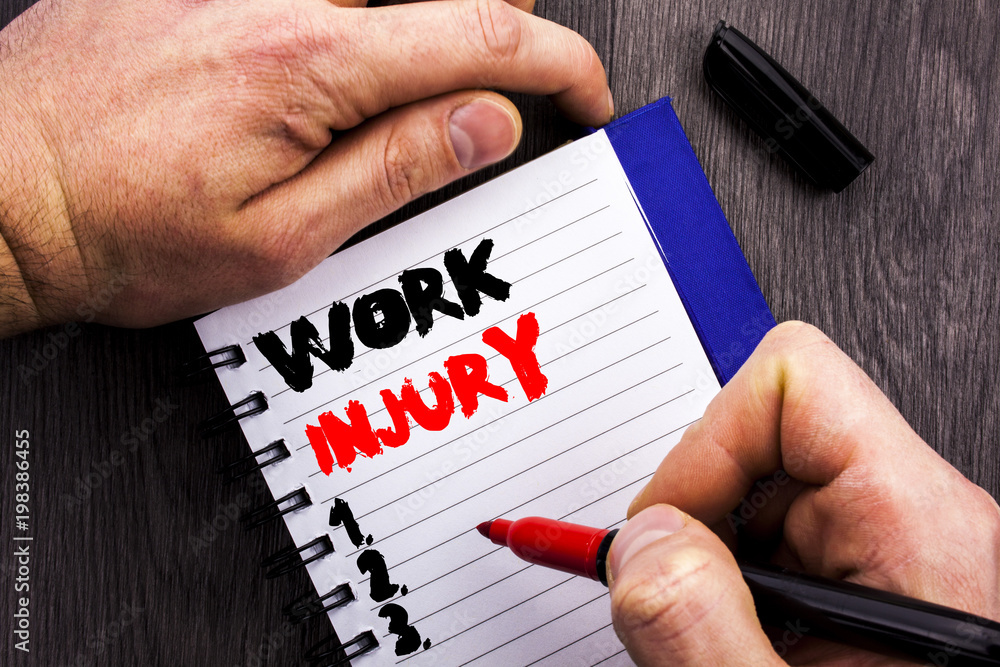 Handwritten text sign showing Work Injury. Conceptual photo Bad Body ...