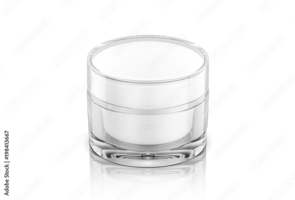 blank packaging clear cosmetic cream pot isolated on white background ...
