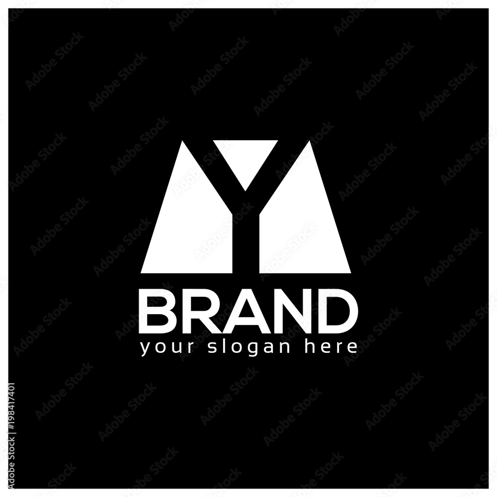 Letter Y on Black Background. Logo Design Template. Flat design Stock ...