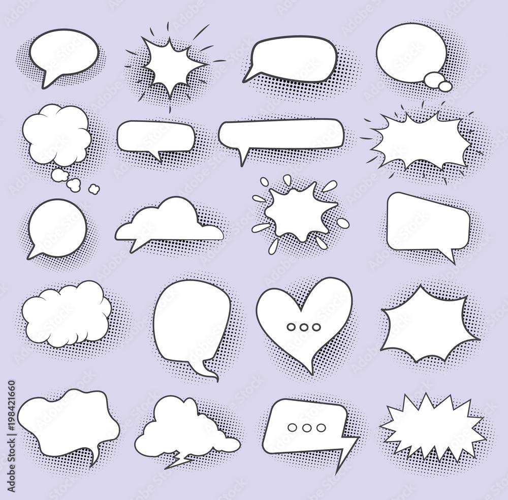 Set of comic speech bubbles isolated. Vector message bubble shapes ...