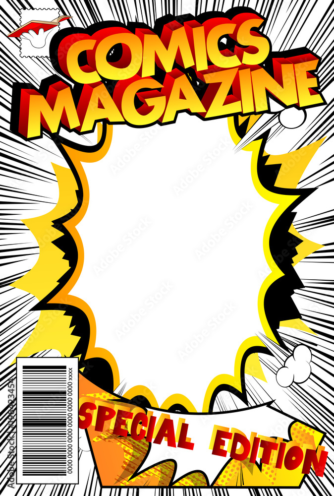 Editable comic book cover with abstract explosion background. Stock ...