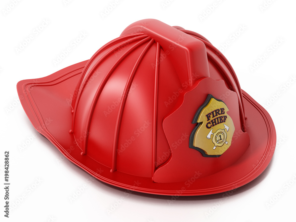 Fireman hat isolated on white background. 3D illustration Stock ...