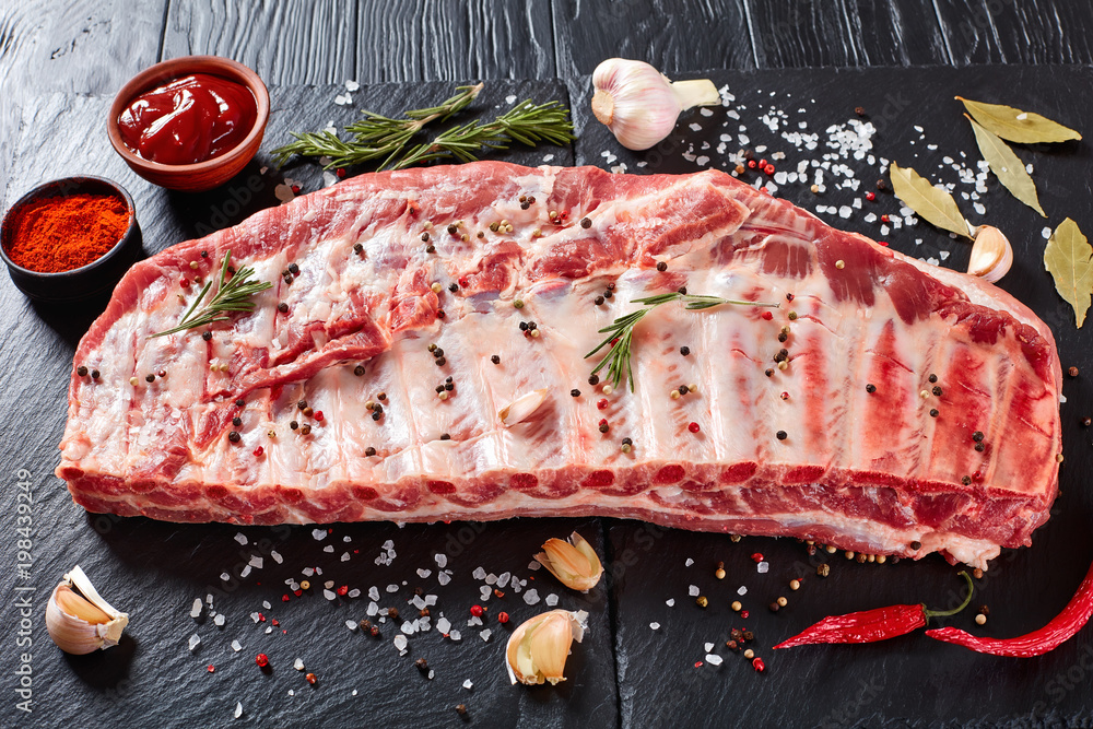 rack of raw pork spare ribs Stock Photo | Adobe Stock