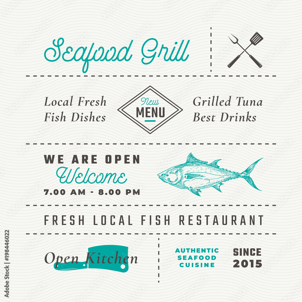 Seafood Restaurant Signs, Titles, Inscriptions and Menu Decoration ...