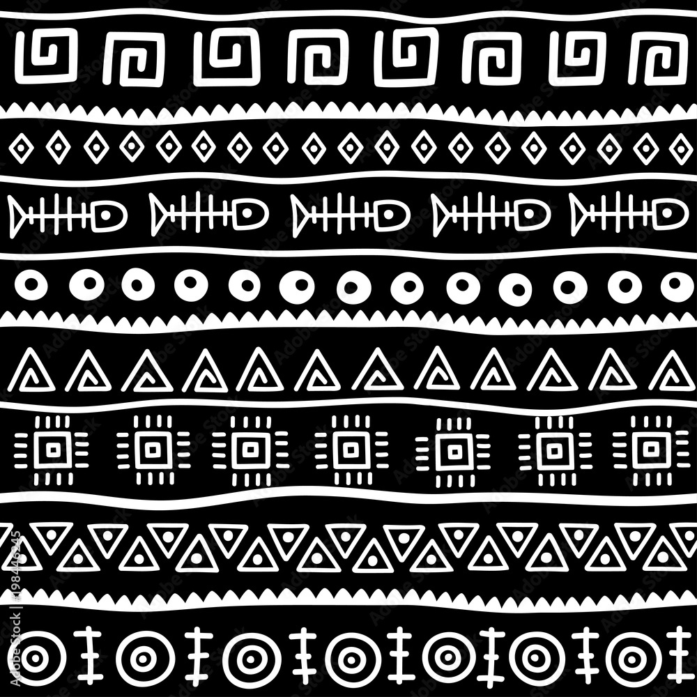 Seamless pattern in ethnic style. Ornamental element African theme. Set ...