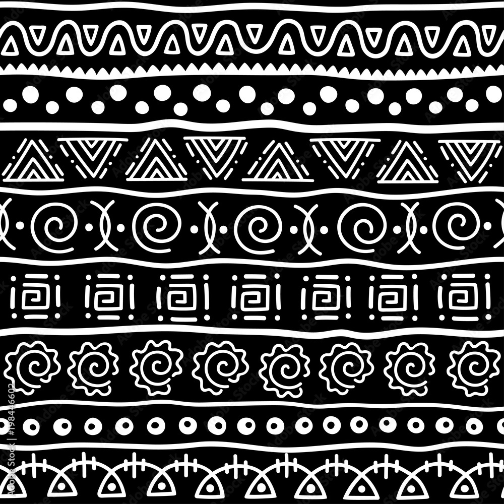 Seamless pattern in ethnic style. Ornamental element African theme. Set ...